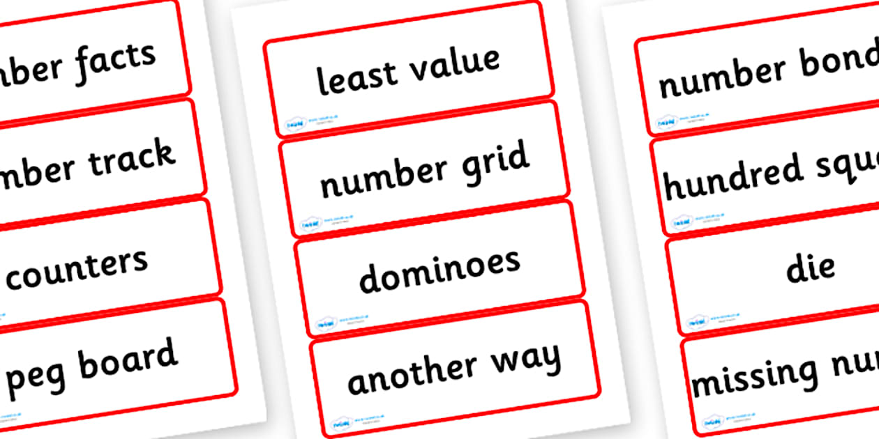 Year Four Numeracy Vocabulary Word Cards (teacher made)