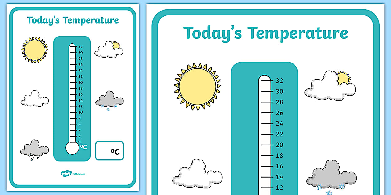 Editable Todays Temperature Thermometer Display Recording Sheet