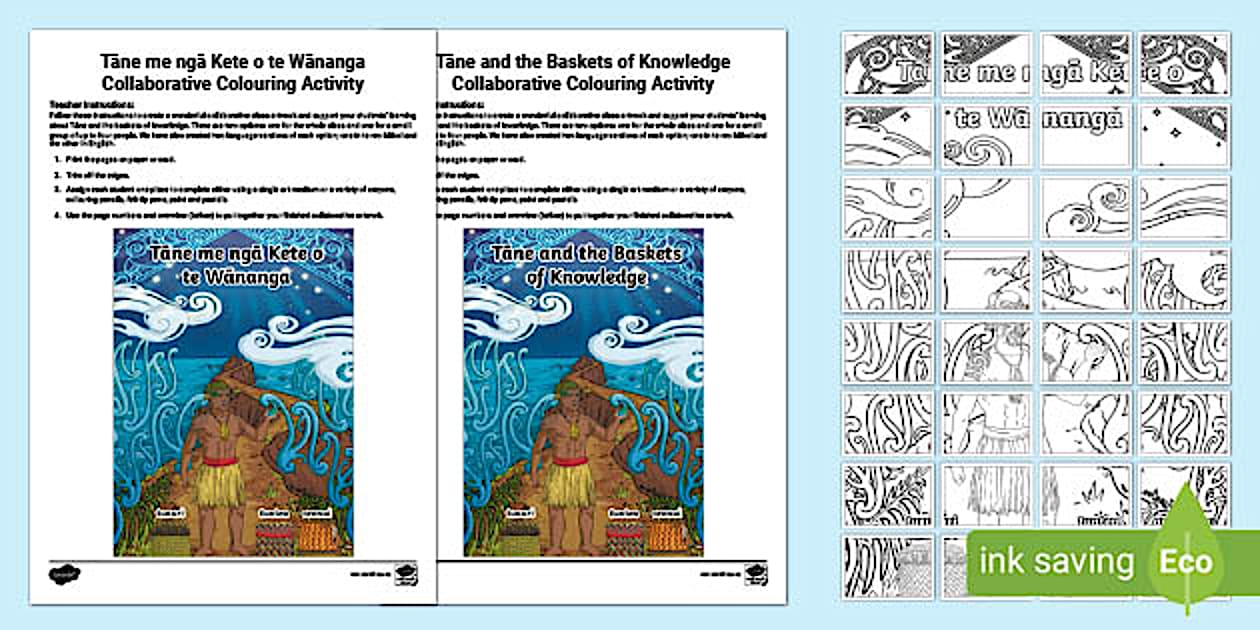 Tāne and the Baskets of Knowledge Collaborative Colouring Activity
