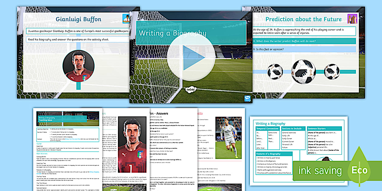 Writing a Short Biography: Football Lesson Pack