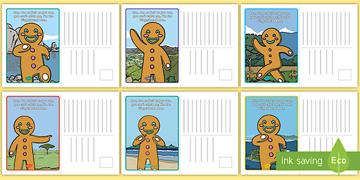 Gingerbread Man Postcards (teacher made) - Twinkl
