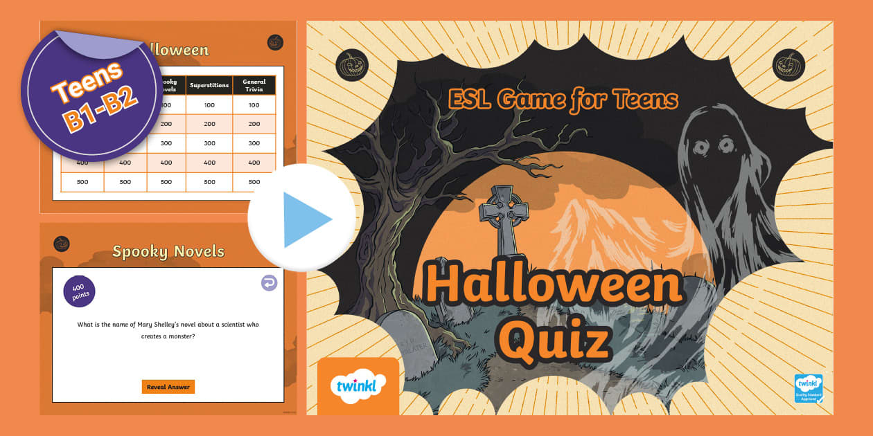 Trivia Halloween Quiz Game for B1-B2 Teens with Twinkl!