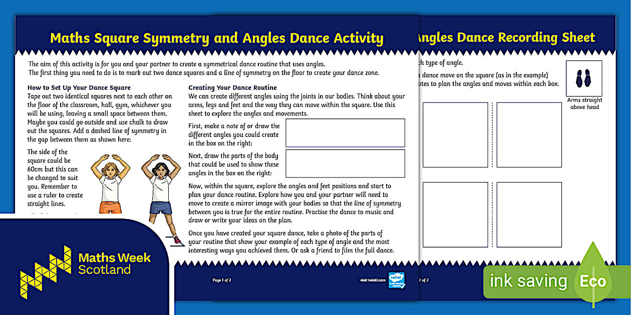 Maths in Motion: Symmetry and Angles Dance Activity Sheets