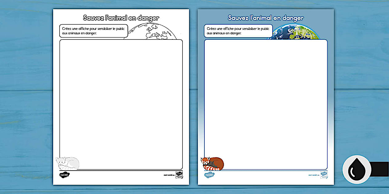 Save the Endangered Animals Poster French (teacher made)