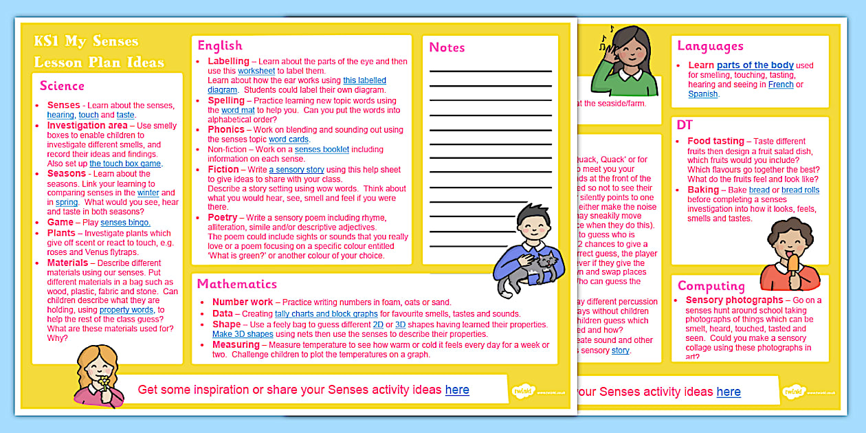 Editable My Senses KS1 Lesson Plan Ideas (teacher made)