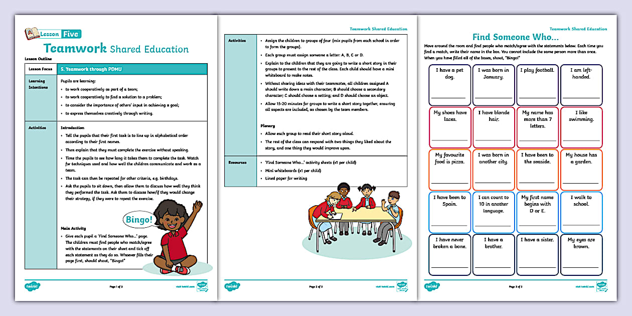 Teamwork Shared Education Lesson Plan 5: PDMU (teacher made)