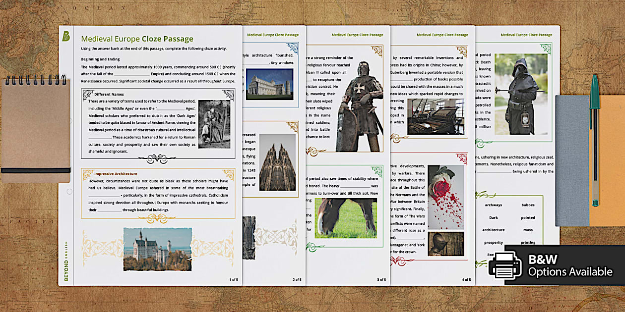 Medieval Europe Cloze Passage (teacher made) - Twinkl