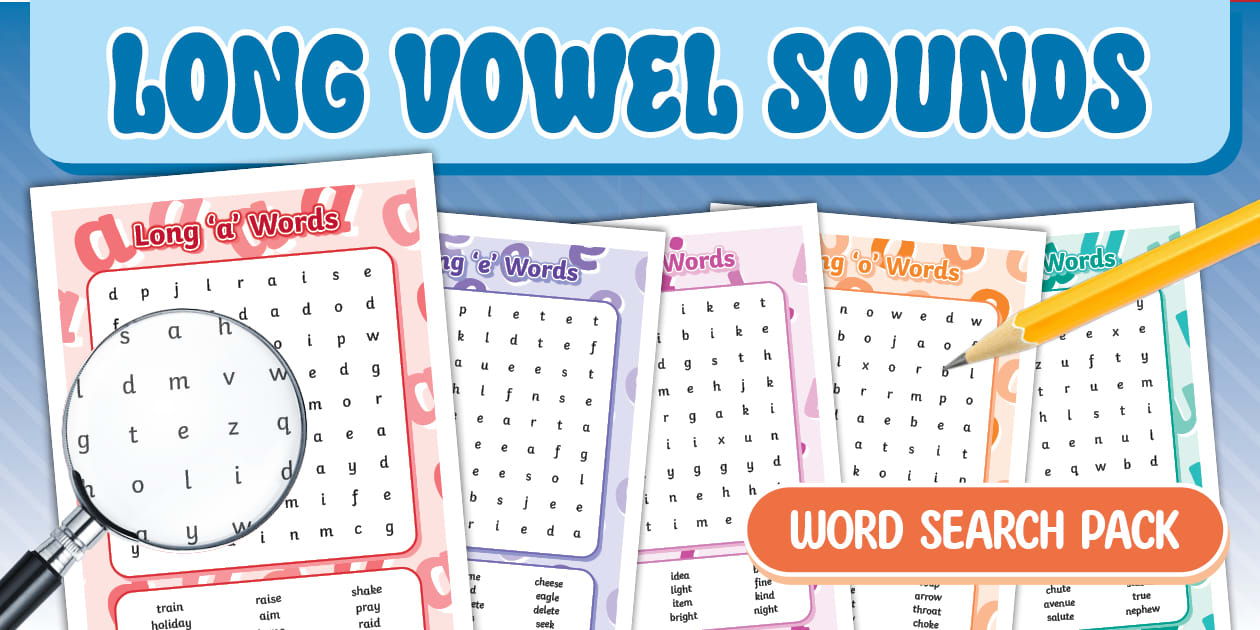 Long Vowel Sounds Word Search Pack