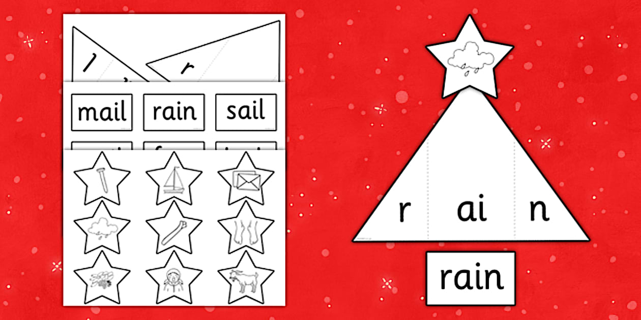 Lower Ability Phase 3 Christmas Tree CVC Words Activity