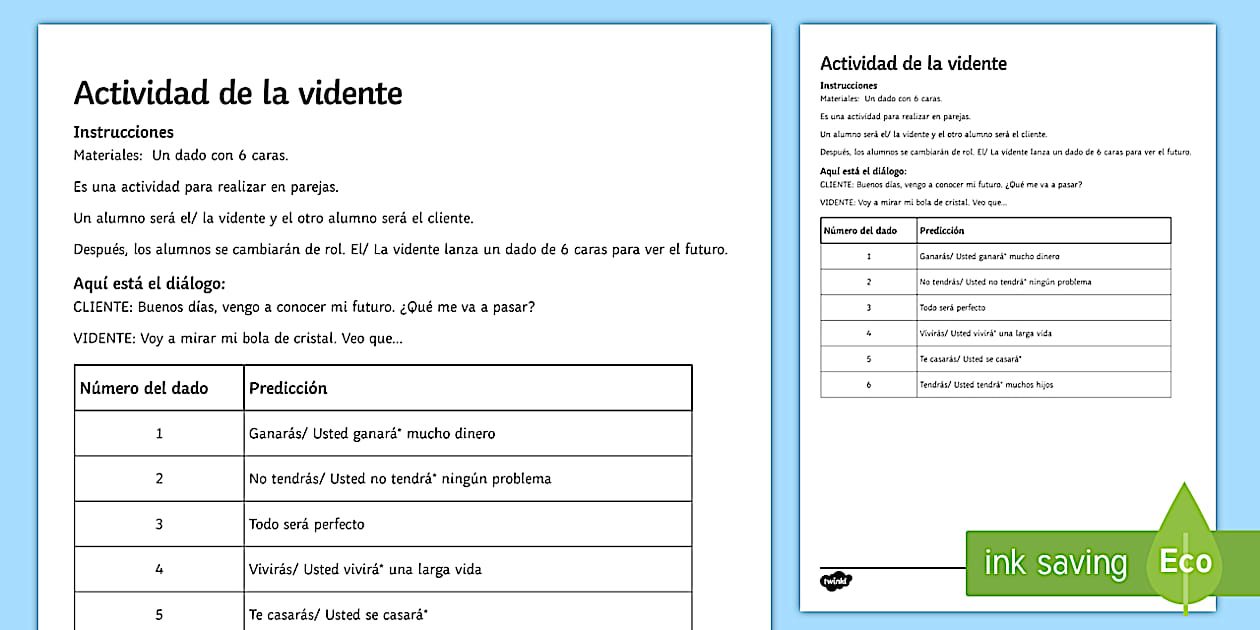 Fortune Telling Activity Using Future Simple Game - Twinkl