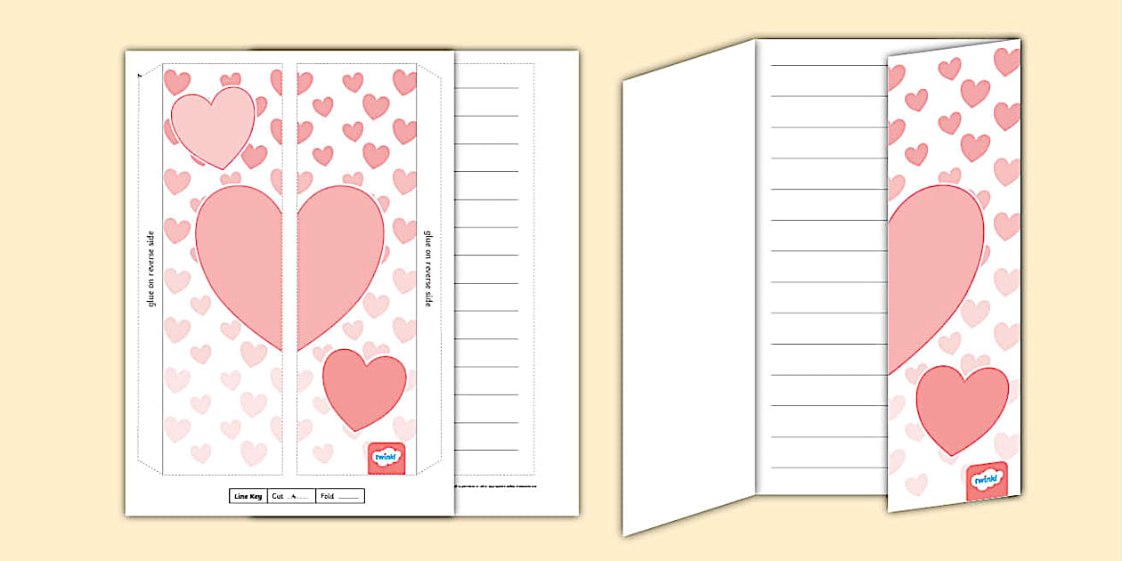 Heart-Themed Letter Folding Writing Template (Teacher-Made)