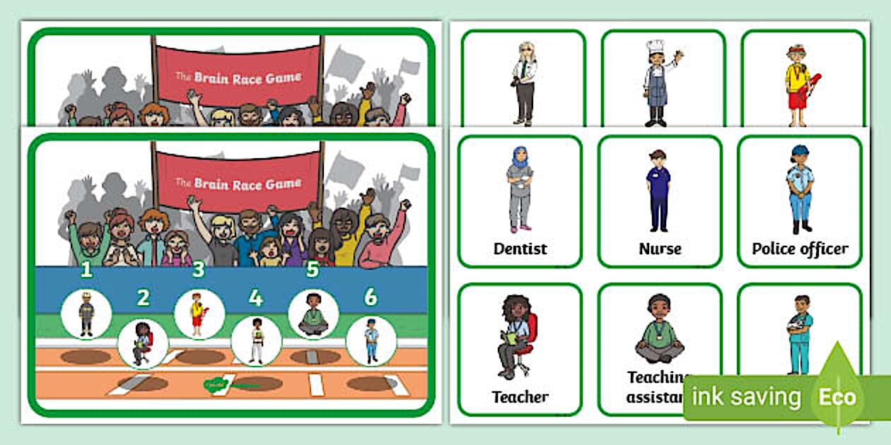Brain Race Game People Who Help Us (teacher made) - Twinkl