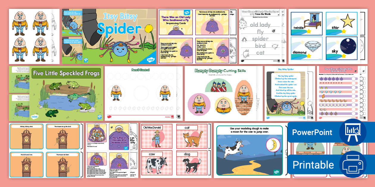 Nursery Rhymes Activity Pack for PreK-K (teacher made)