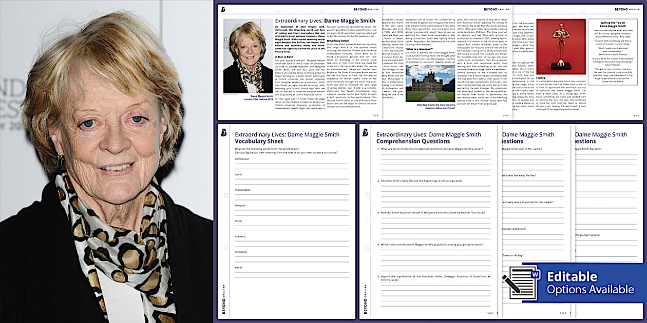 KS3 Extraordinary Lives: Dame Maggie Smith Reading Comprehension