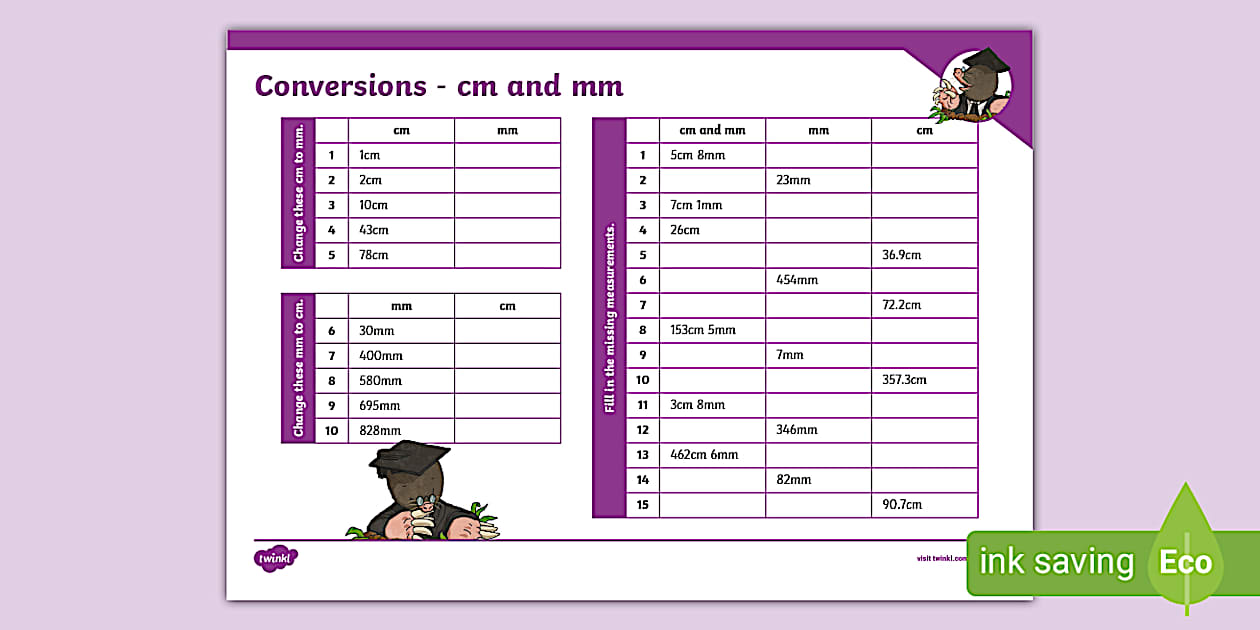 Conversions - cm and mm (teacher made) - Twinkl