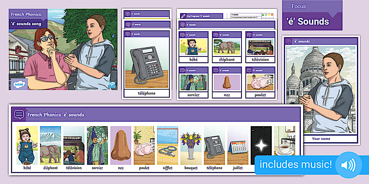 👉 French Phonics Song, Resource and Display Pack: 'é' sounds