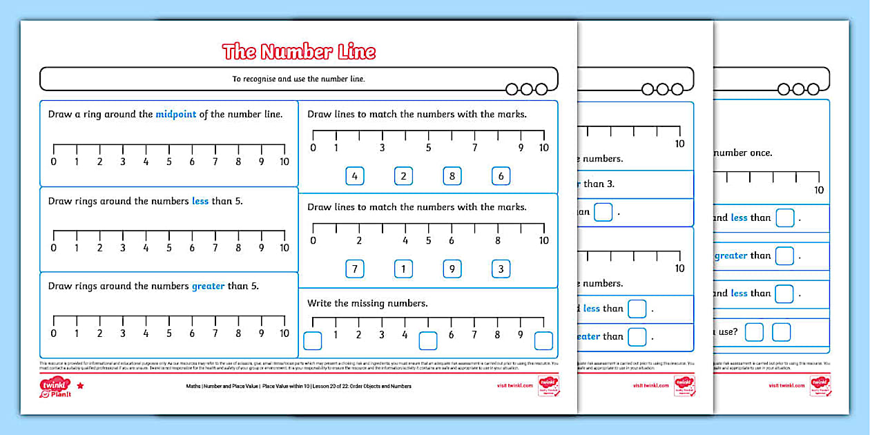 👉 The Number Line Differentiated Worksheets - Twinkl