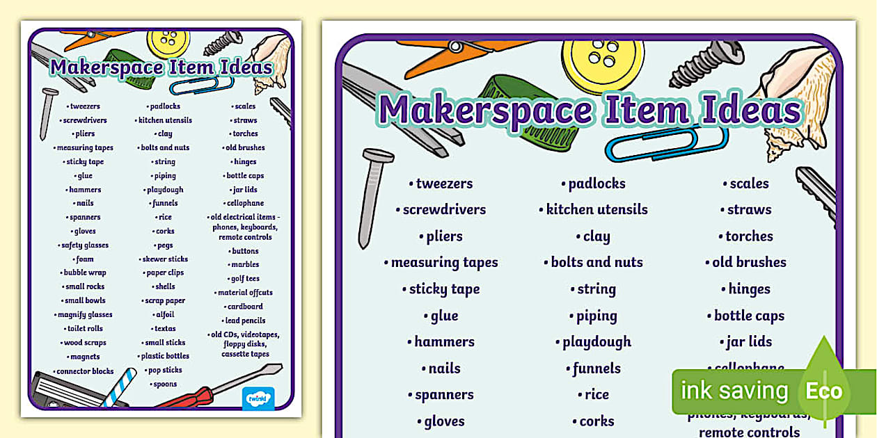 Makerspace Item Ideas Display Poster (teacher made) - Twinkl