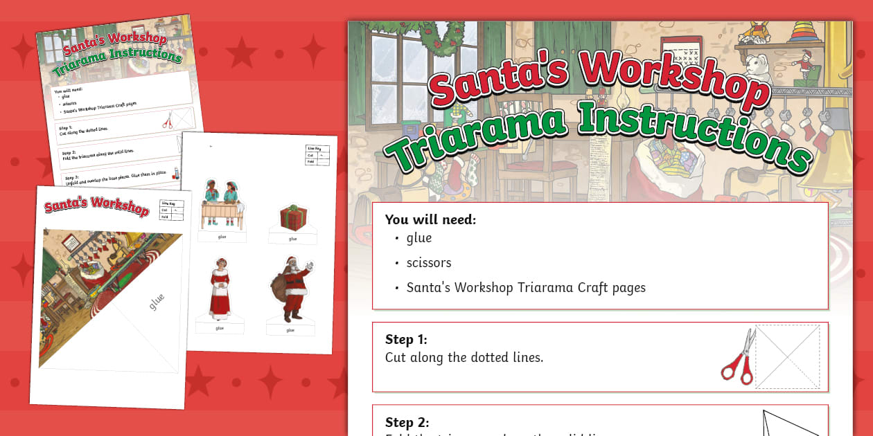 Santa's Workshop Triarama Craft - Twinkl Art (teacher made)