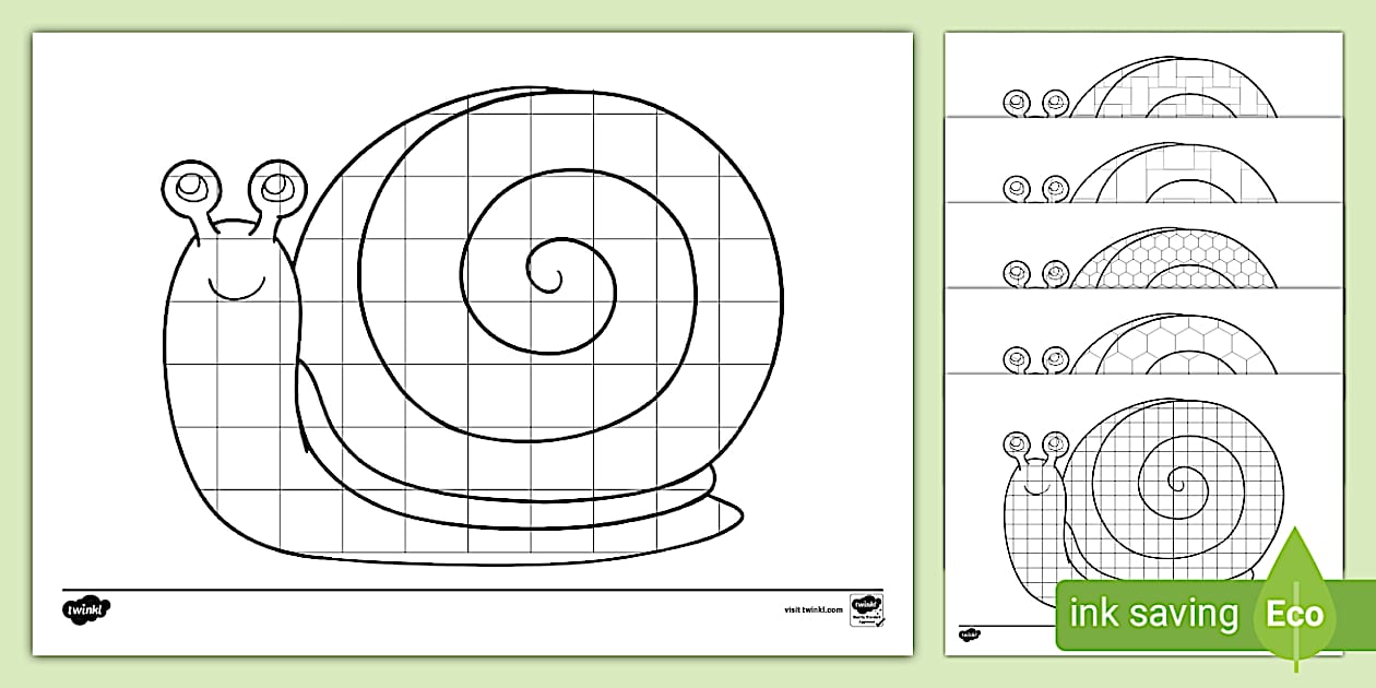 Snail Mosaic Colouring Pages, Snail Colouring - Twinkl