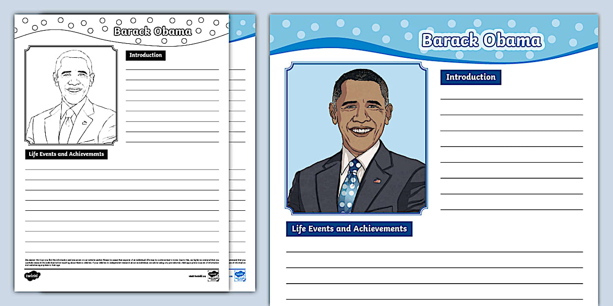 Barack Obama Biography Template (Teacher-Made) - Twinkl