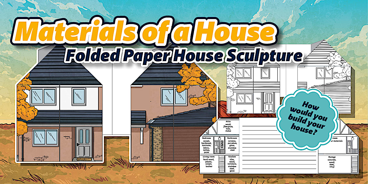 Materials of a House Folded Paper House Sculpture