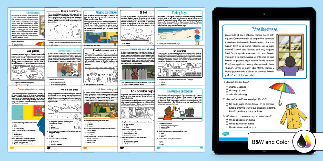 Paquete de pasajes de comprensión de lectura de primer grado