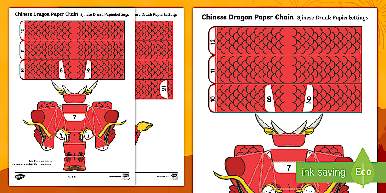 Chinese Dragon Paper Chain English/Afrikaans (teacher made)