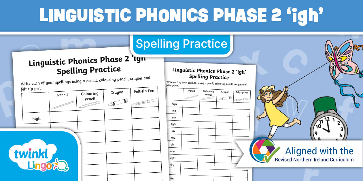 Linguistic Phonics Phase 2 'igh' - Spelling Practice