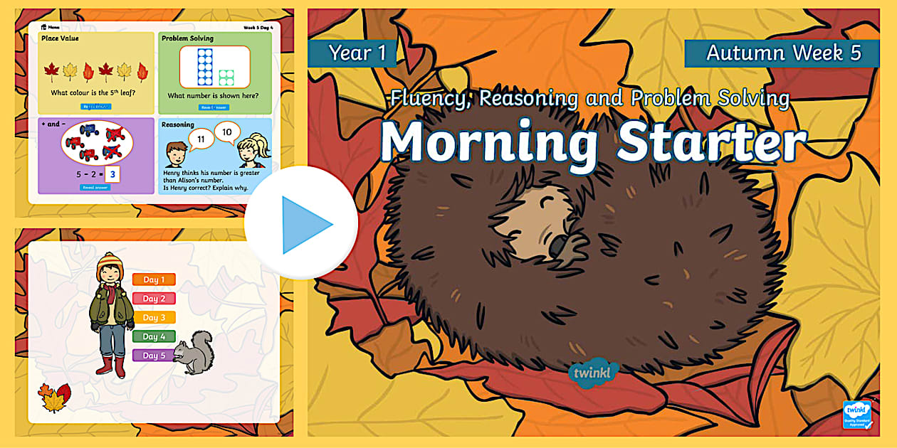 Year 1 Maths Autumn Morning Starter 5 PowerPoint - Twinkl