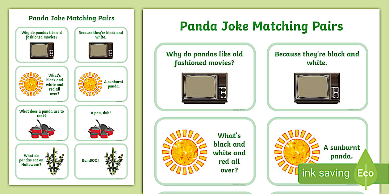 Panda Joke Matching Pairs (Teacher-Made) - Twinkl