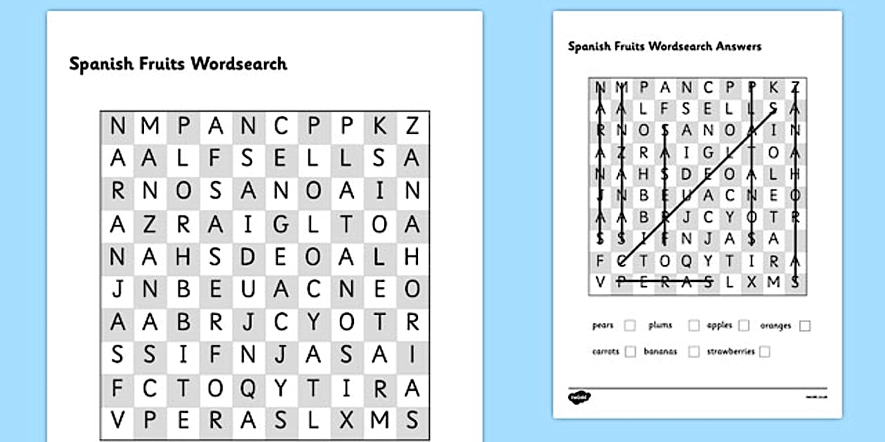 Sopa de letras Las frutas (teacher made) - Twinkl