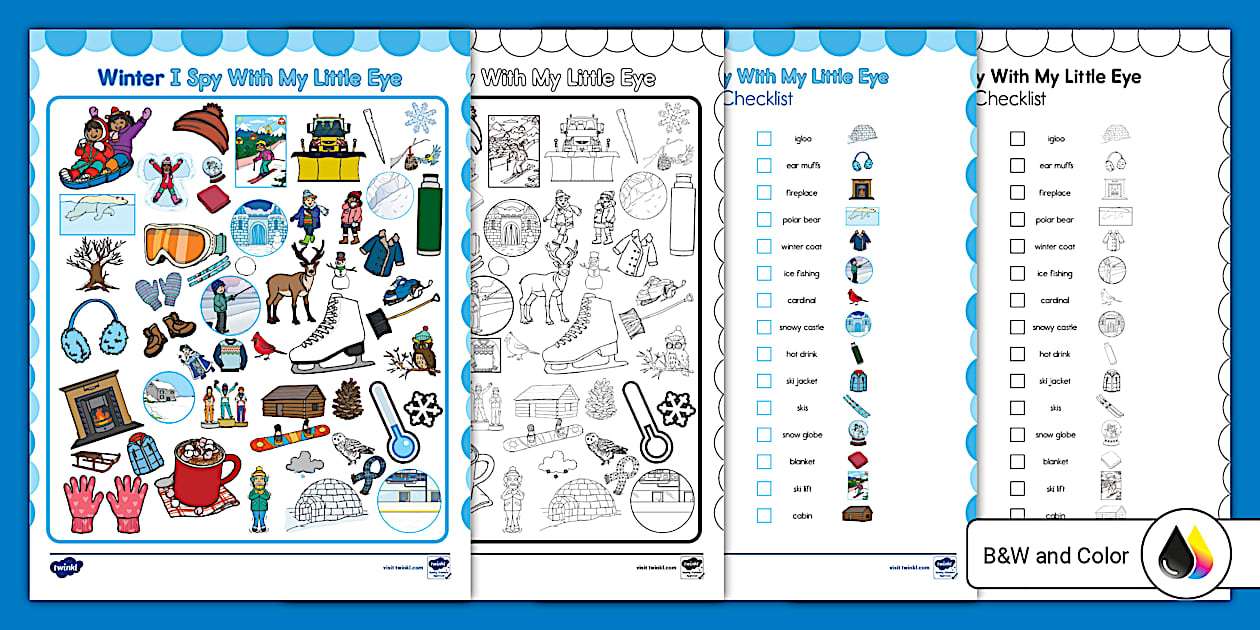 Winter I Spy With My Little Eye Activity Worksheet - Twinkl