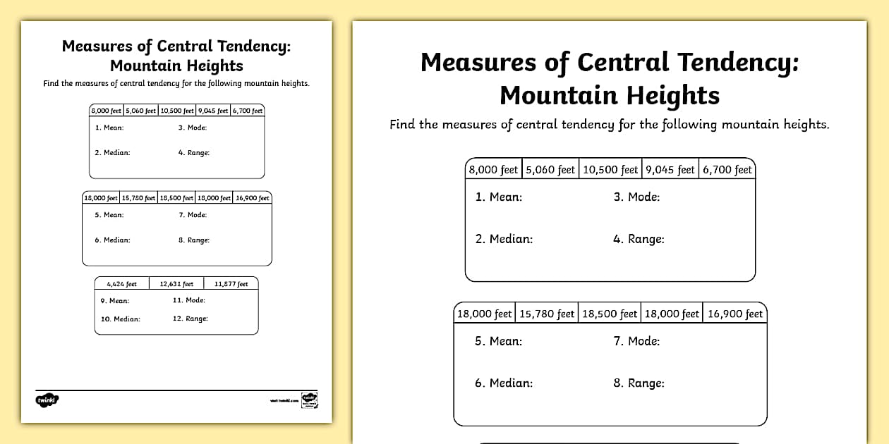 Finding Measures of Central Tendency: Mountain Heights