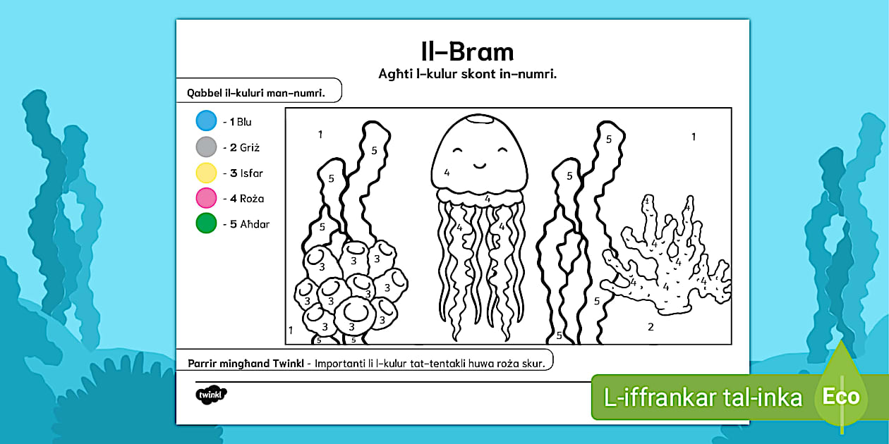 Il-Bram: Agħti l-Kulur skont in-Numri - Twinkl