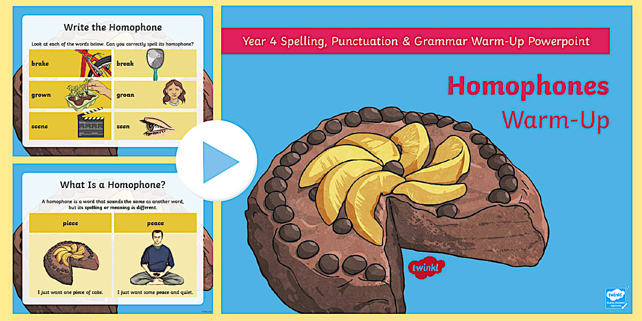 Editable KS2 Homophones Warm-Up PowerPoint - Twinkl