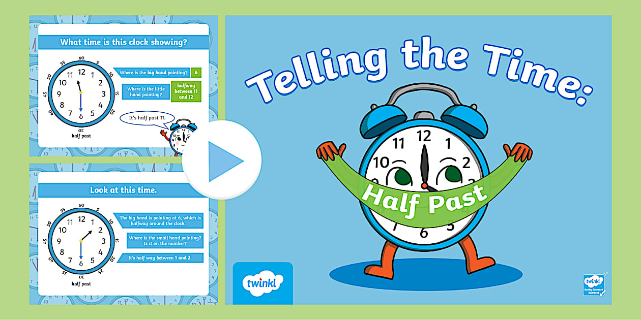Telling the Time: Half Past the Hour - PowerPoint - Twinkl