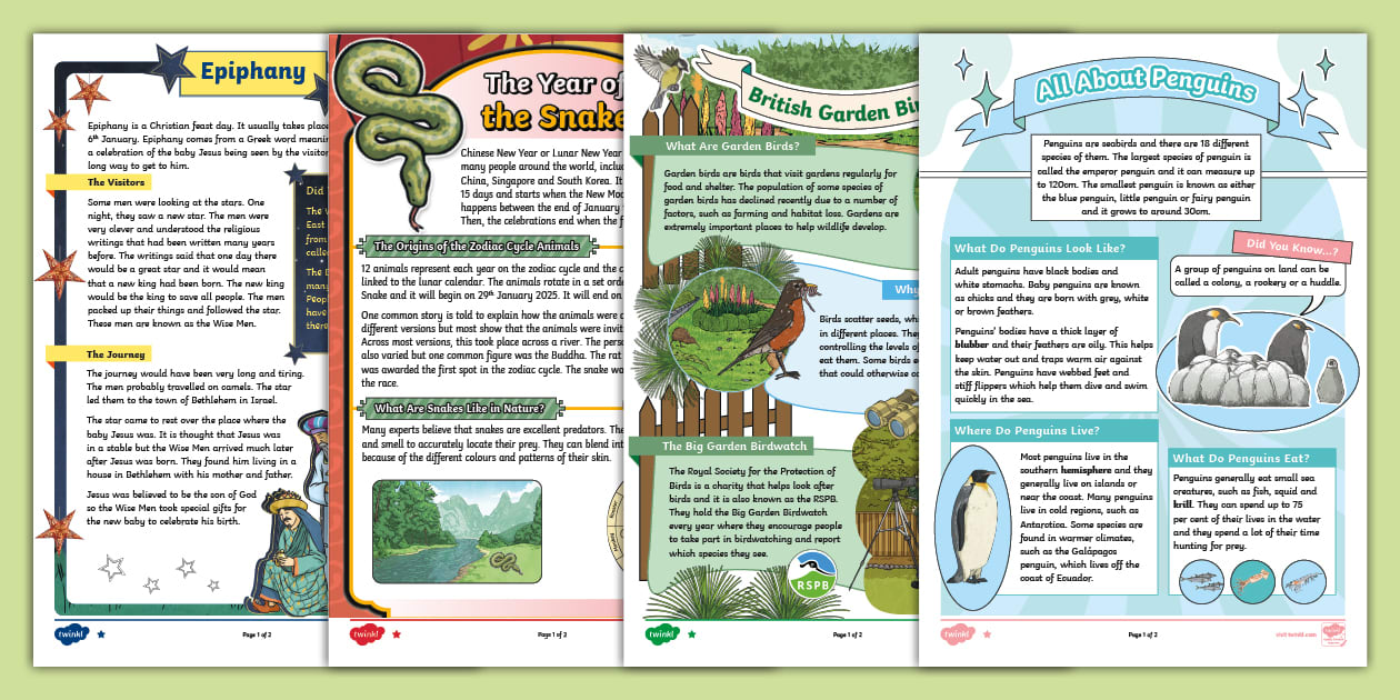 LKS2 January Reading Comprehension Activity Pack - Twinkl