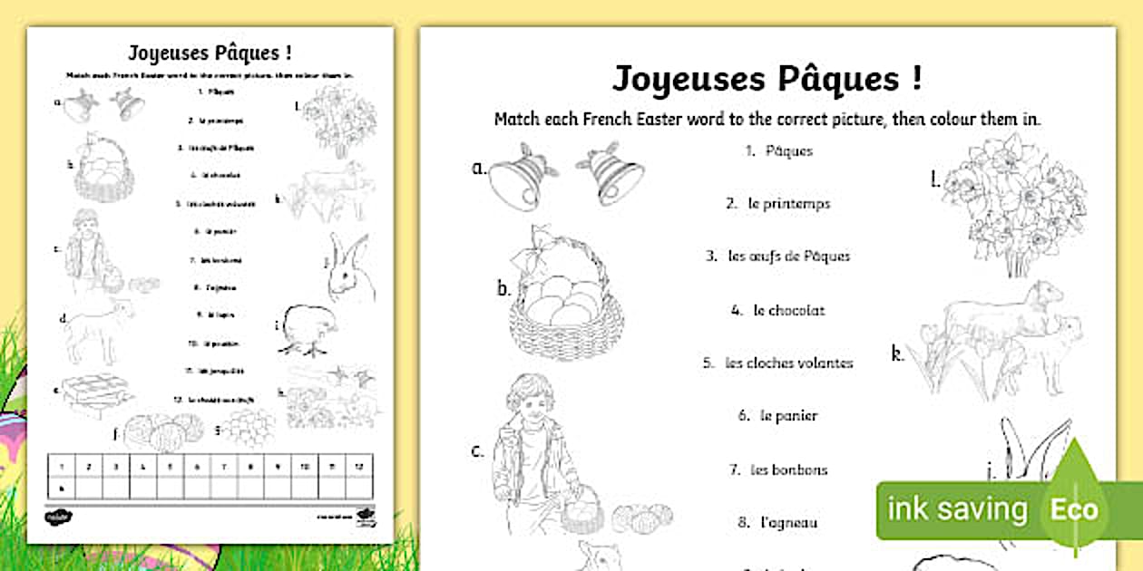 👉 French: Easter Matching Worksheet - KS2 Resource