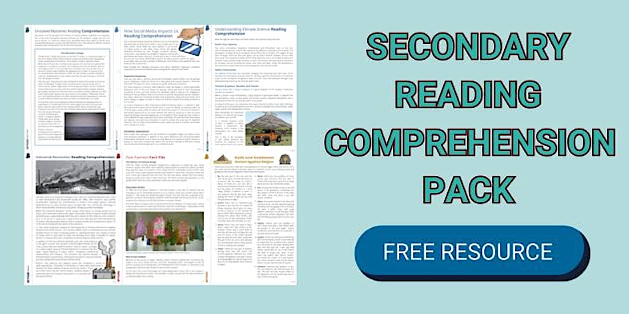 Free Secondary Reading Comprehension Pack