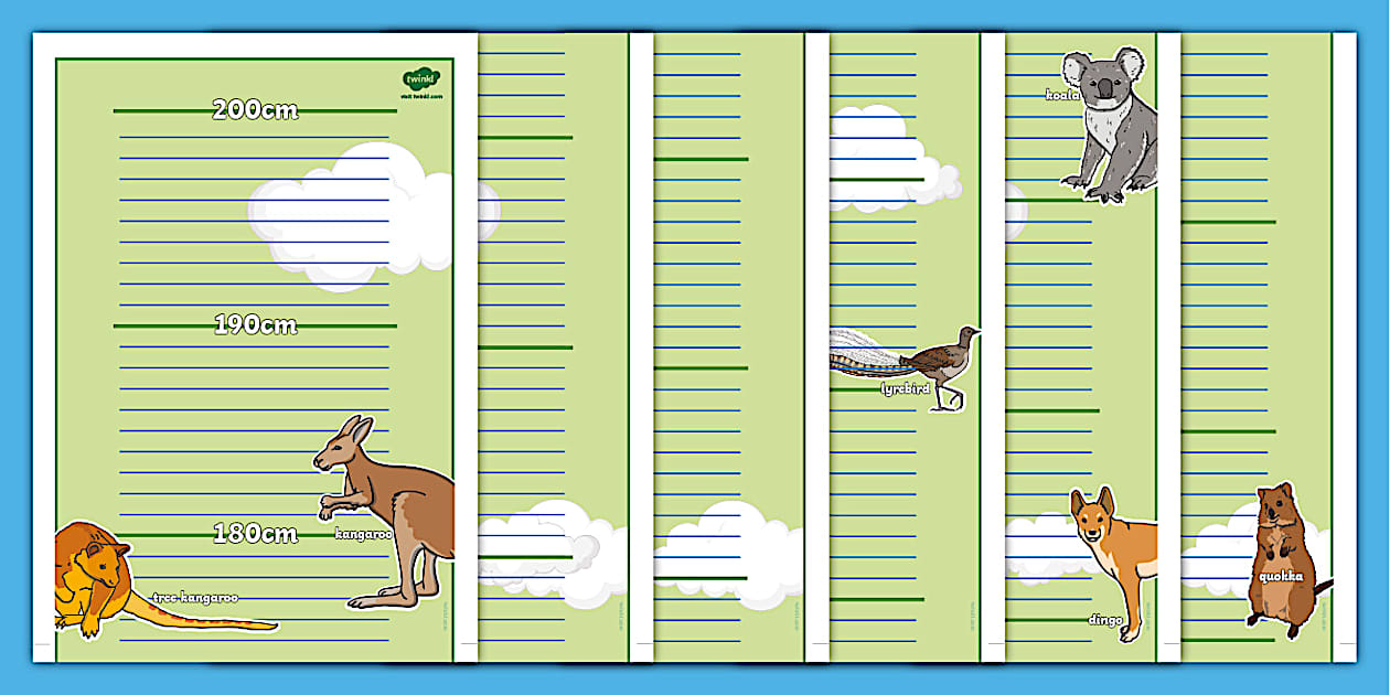 Australian Animals Height Chart Poster