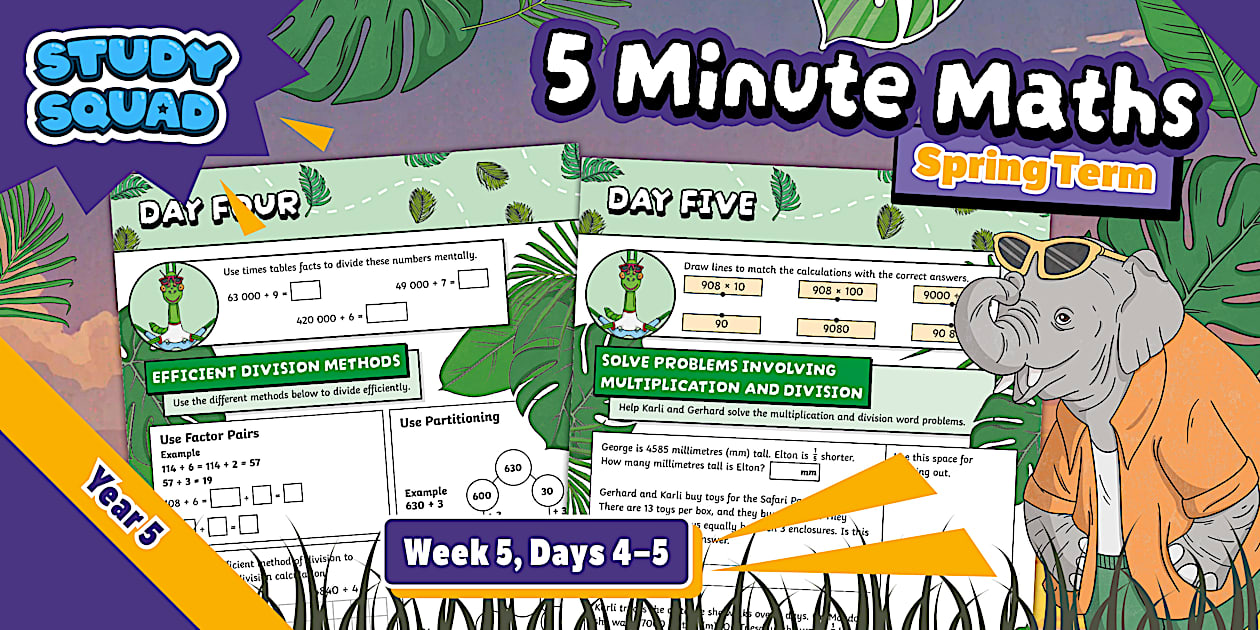 👉 Study Squad 5 Minute Maths - Year 5 Spring - Week 5 Days 4-5