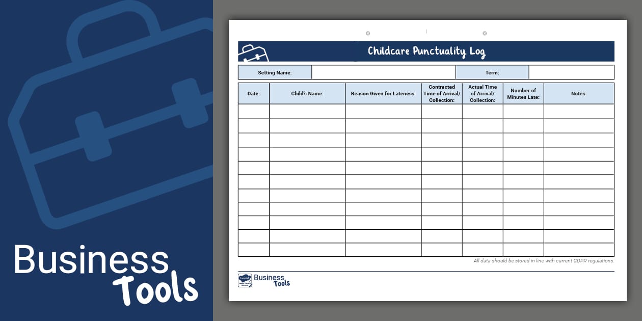 Punctuality Log for Private Childcare Settings - Twinkl