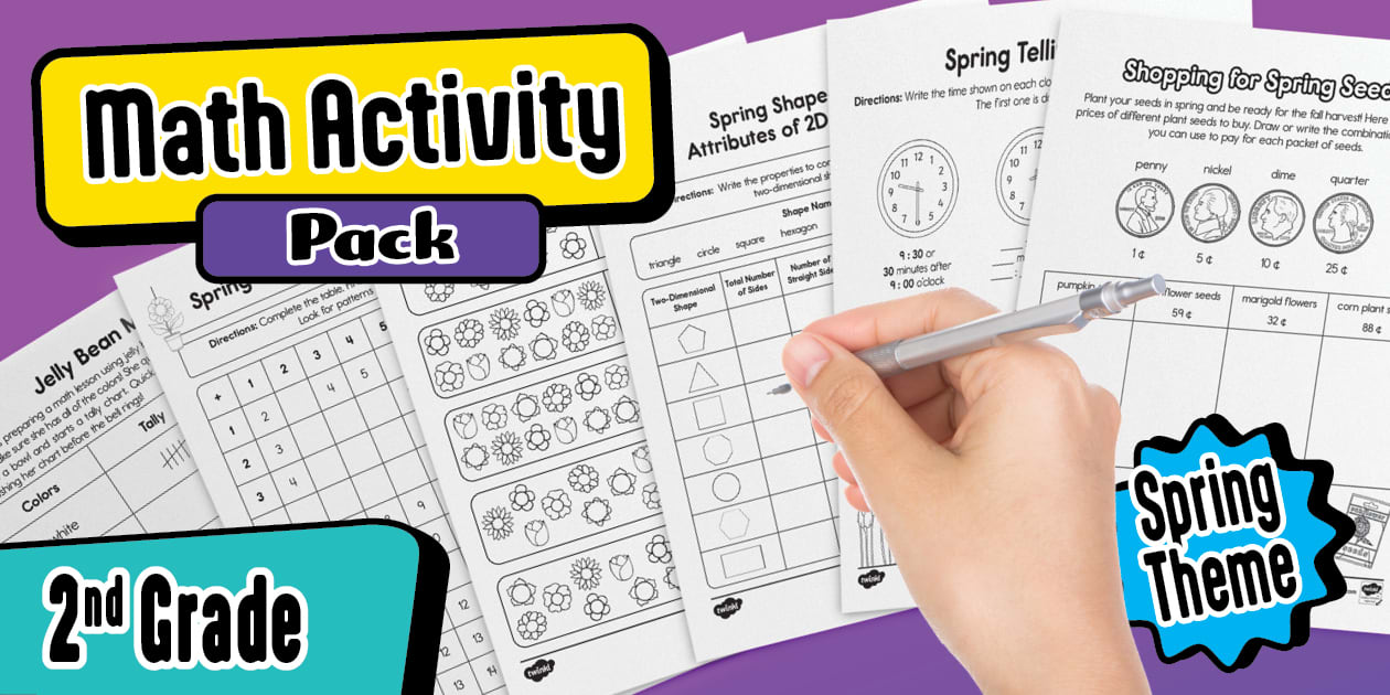 Second Grade Spring Math Activity Pack (teacher made)