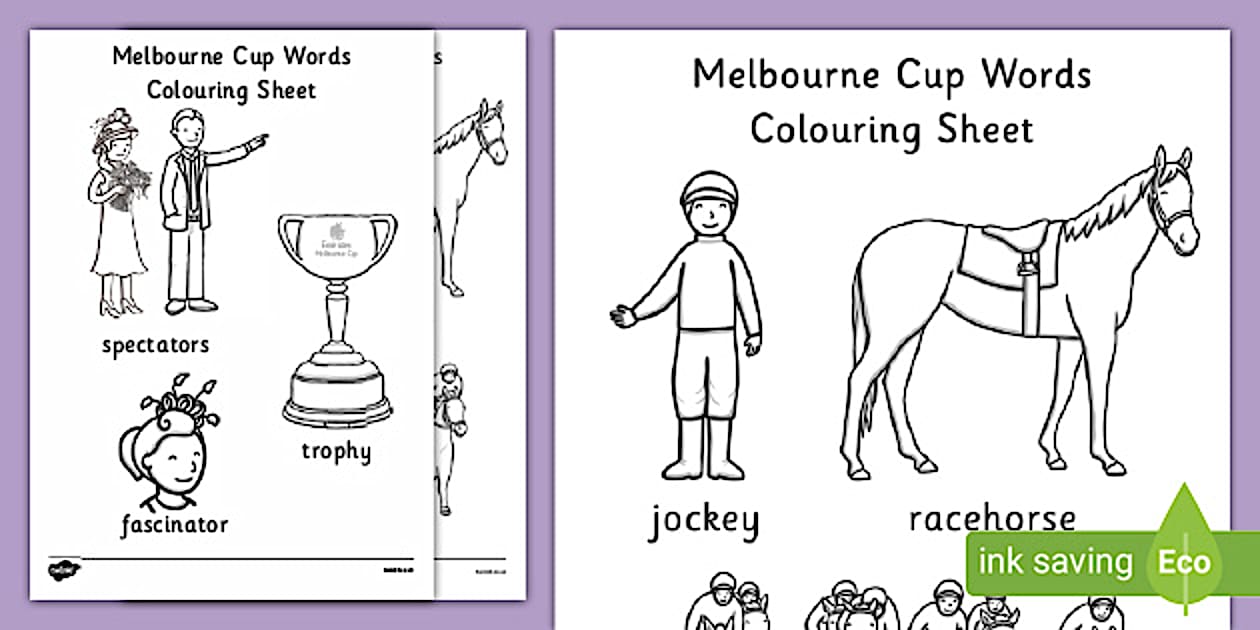 The Melbourne Cup Words Colouring Sheet - Primary Resource