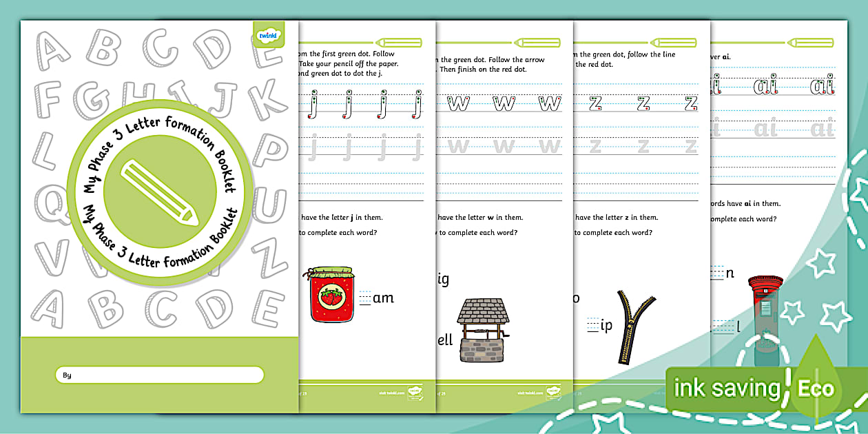 Phase 3 Phonics Learning at Home Letter Formation Booklet