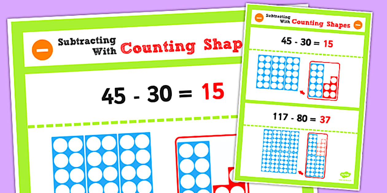 Year 2 Subtracting 2 Digit Numbers and Tens Using Counting Shapes