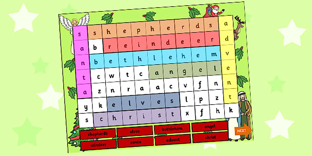 Christmas Themed Word Search PowerPoint - christmas - Twinkl