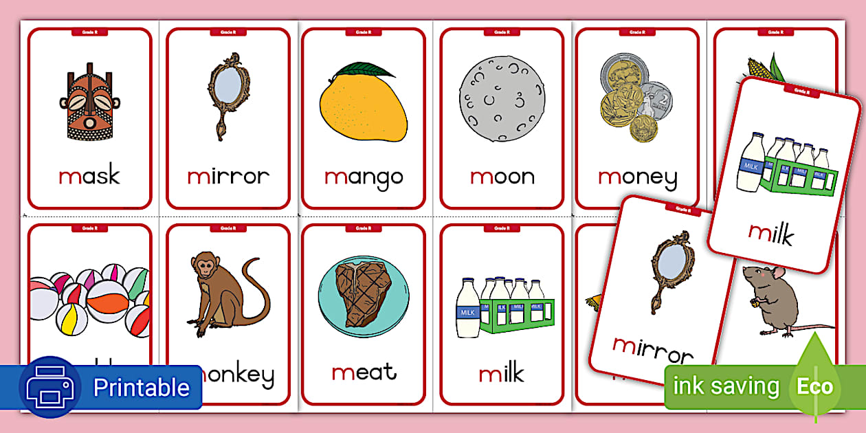 Gr. R Phonics M Flashcards (teacher made) - Twinkl