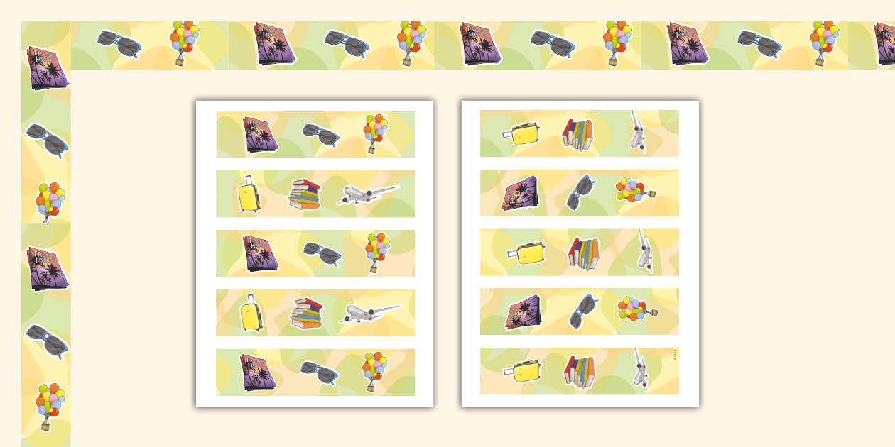 Let's Travel Book Tasting Bulletin Board Borders - Twinkl